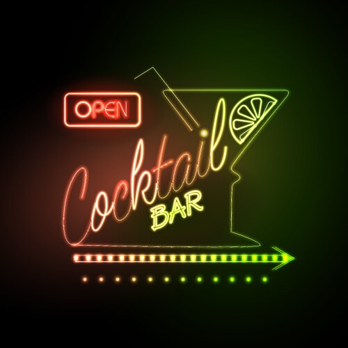 Neon sign cocktail bar Royalty Free Vector Image