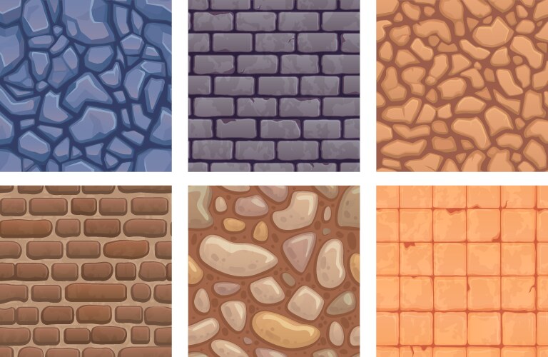 Cartoon stone tile game pavement wall texture Vector Image