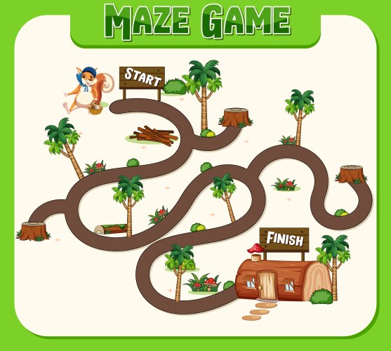 Cute cartoon maze game template Royalty Free Vector Image