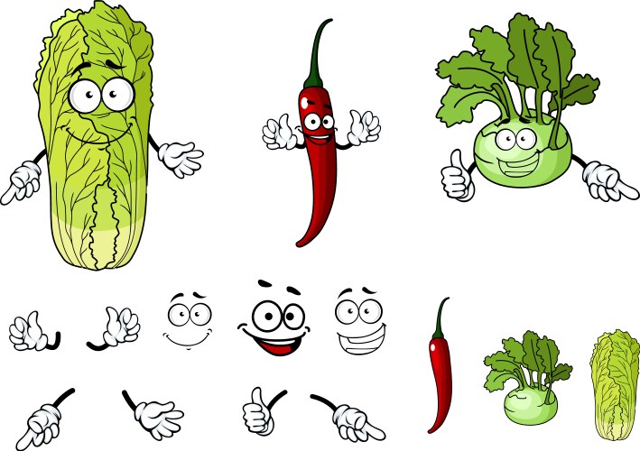 Comic vegetables group cartoon Royalty Free Vector Image