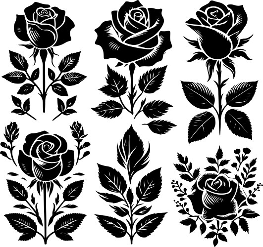 Beautiful rose silhouette Royalty Free Vector Image