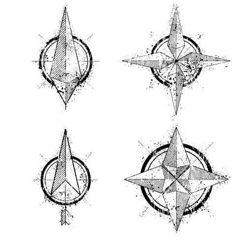 Circle compass arrows set Royalty Free Vector Image