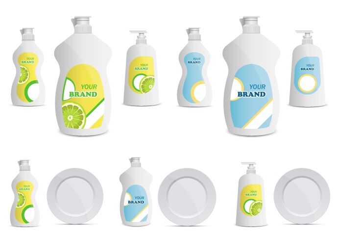 Dishwashing liquid advertising poster Royalty Free Vector