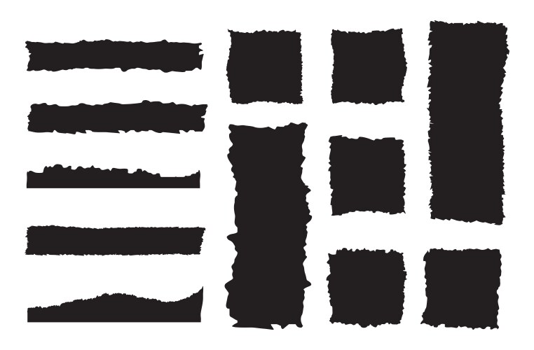 Jagged edge rectangle shapes frames torn paper Vector Image