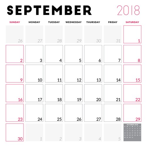September 2018 Vector Images (over 1,300)
