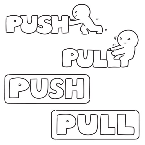 Set push pull sign Royalty Free Vector Image - VectorStock