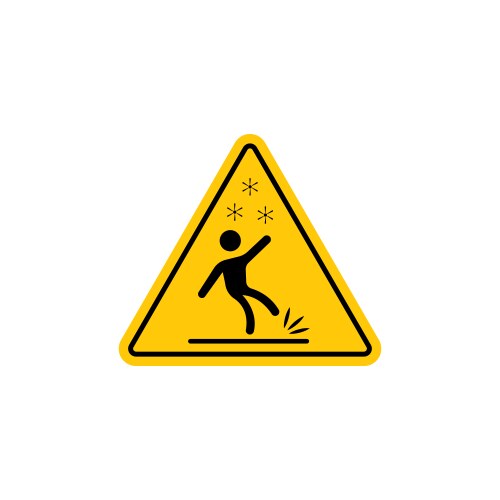 Slippery ice sign icon set caution Royalty Free Vector Image