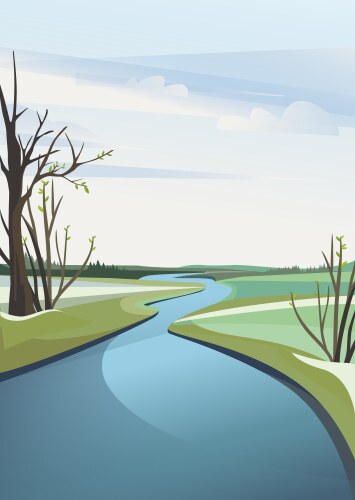 Cartoon river landscape Royalty Free Vector Image