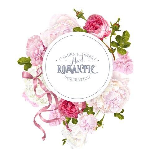 Romantic flowers round banner Royalty Free Vector Image