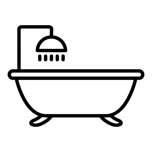 Classic clawfoot bathtub line art icon Royalty Free Vector