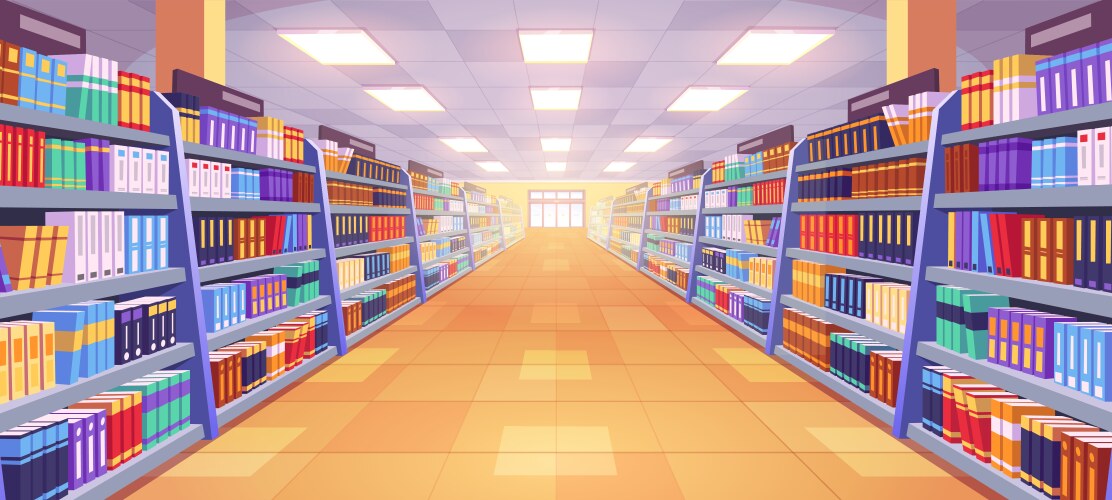 Abandoned supermarket aisle perspective view Vector Image
