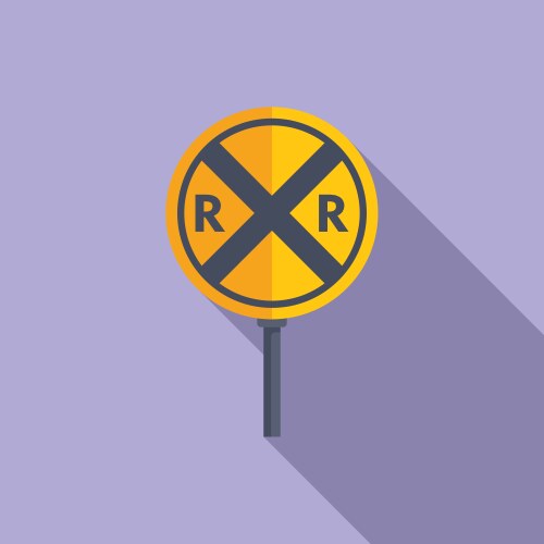Railway crossing sign distance icon flat Vector Image