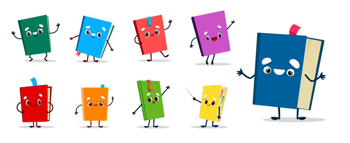 Book characters cute cartoon mascots different Vector Image