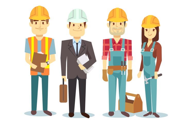 Construction workers team Royalty Free Vector Image