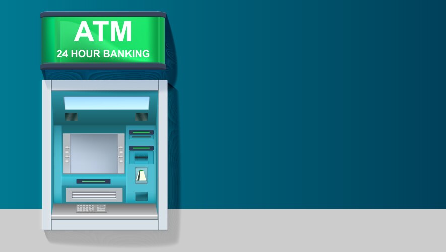 Atm screen automated teller machine monitor Vector Image