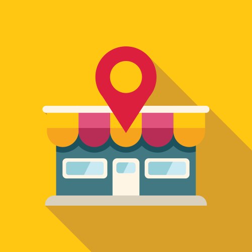 Yellow location pin point showing position Vector Image