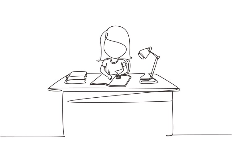 Education concept one line drawing young happy Vector Image