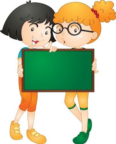 Smiling girls with board Royalty Free Vector Image