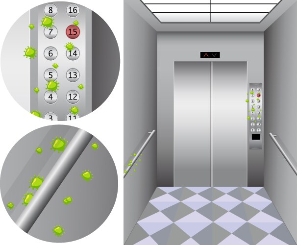 Workers repairing broken lift Royalty Free Vector Image