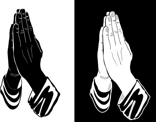 Praying hands prayer on bible blessing religiou Vector Image