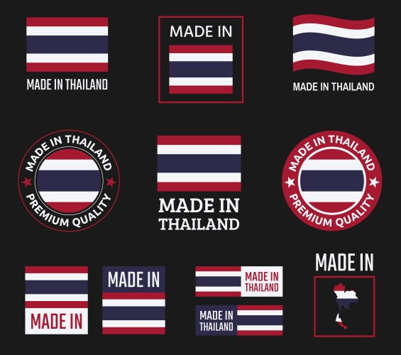 Made in thailand labels set kingdom Royalty Free Vector
