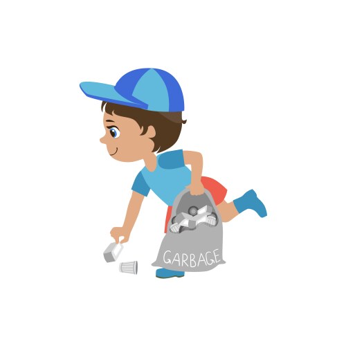 Father and his kids to throw away garbage Vector Image