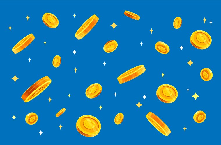 Gold coins dollars are falling Royalty Free Vector Image Gold coins dollars are falling Royalty Free Vector Image