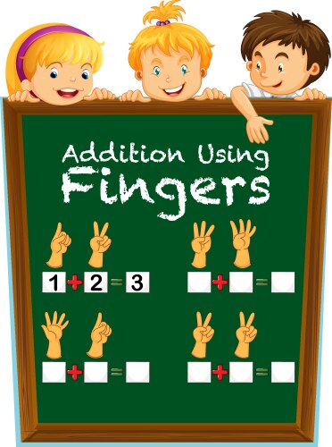 Math worksheet with kids and numbers Royalty Free Vector