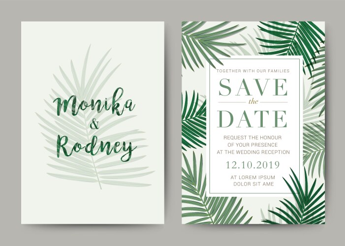 Wedding double invitation invite card design Vector Image