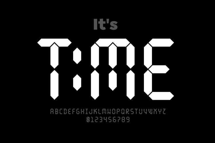 Digital clock style font Royalty Free Vector Image