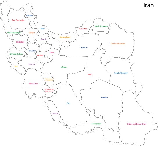 Iran outline map with the handwritten country name