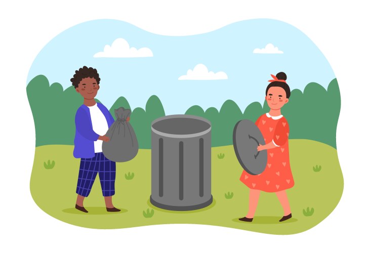 Kids Throwing Garbage Cartoon Vector Images (over 320)