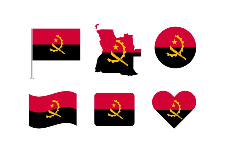Angola flag set of flags collection Royalty Free Vector