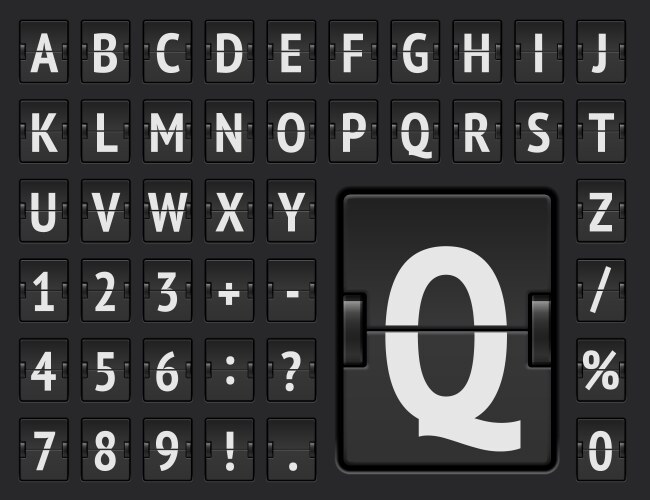 Set of letters on a mechanical timetable Vector Image