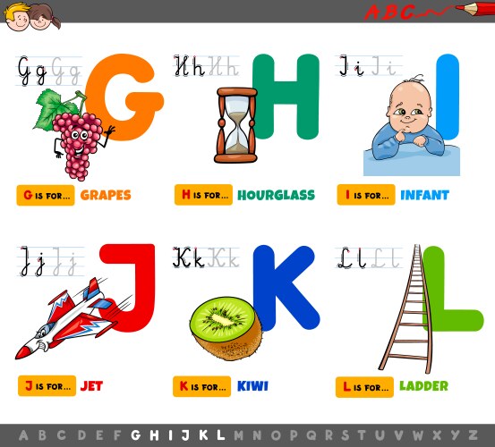 Educational cartoon alphabet letters for learning Vector Image
