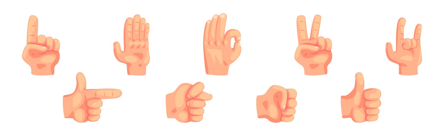 Human hand gesture and pose with finger set Vector Image