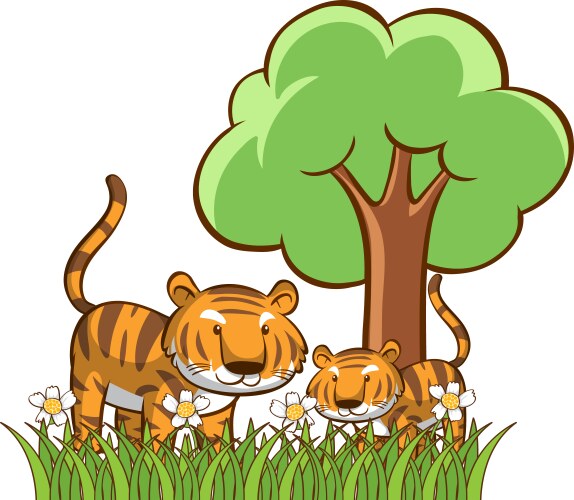 Two tigers on zoo sign Royalty Free Vector Image
