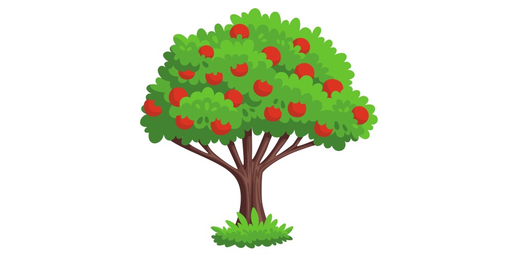 Apple tree icon cartoon red fruit plant Royalty Free Vector