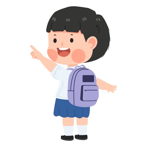 Cute boy student point cartoon Royalty Free Vector Image