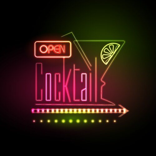 Neon sign cocktail bar Royalty Free Vector Image