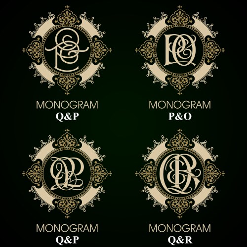 Vintage monograms - 4 sets series Royalty Free Vector Image