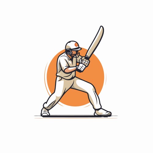 Cricket player in action design element Royalty Free Vector