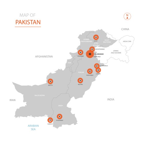 Pakistan administrative and political map Vector Image