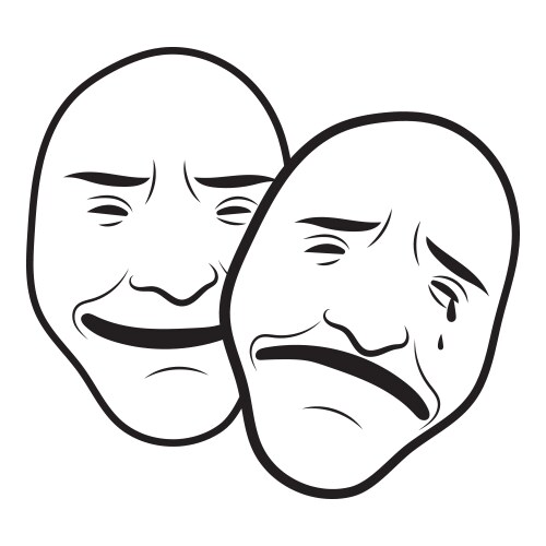 Theatre masks drama and comedy Royalty Free Vector Image