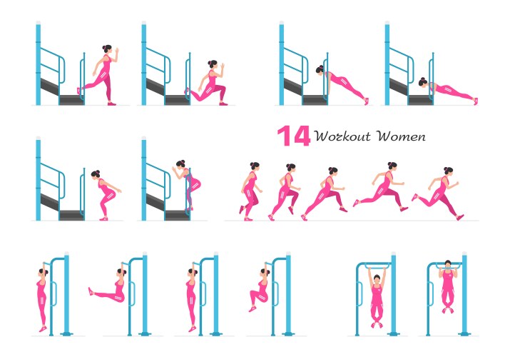 Women workout set Royalty Free Vector Image - VectorStock