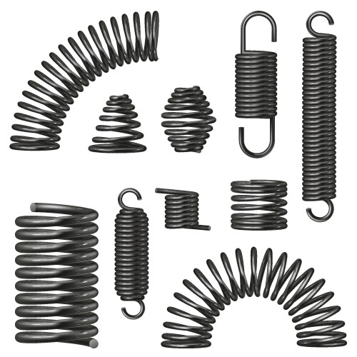 Metal spring realistic transparent set Royalty Free Vector