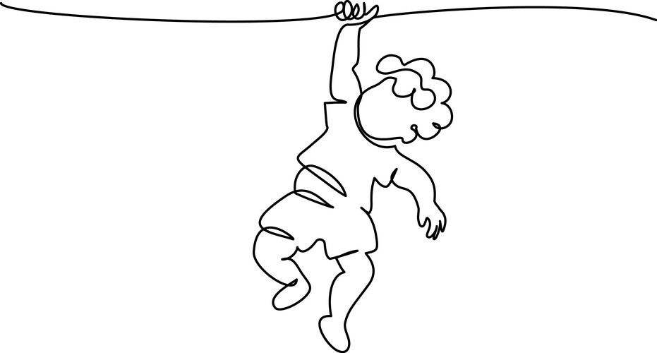 Child have fun hanging on branch playground kid Vector Image