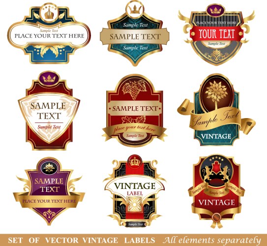 Golden lables Royalty Free Vector Image - VectorStock