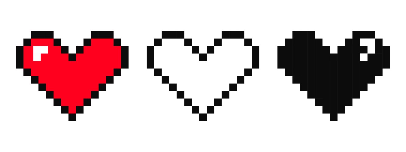 Pixel heart 8 bit y2k retro game Royalty Free Vector Image