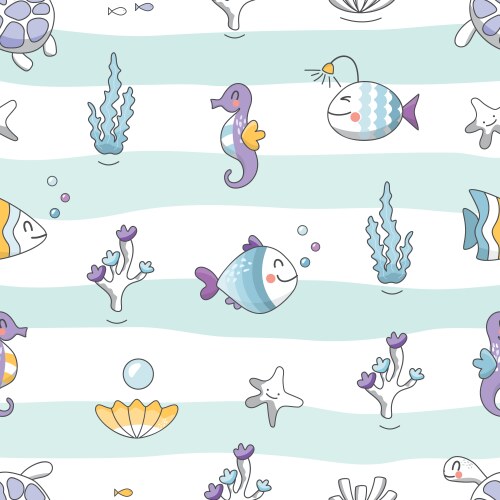 Cute colorful fish kids background Royalty Free Vector Image